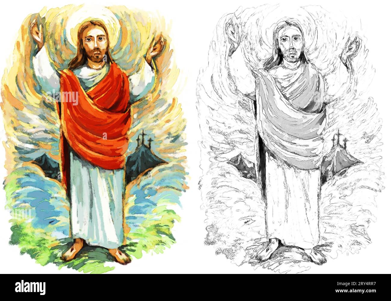 calm jesus messiah and resurrection with nature background illustration ...