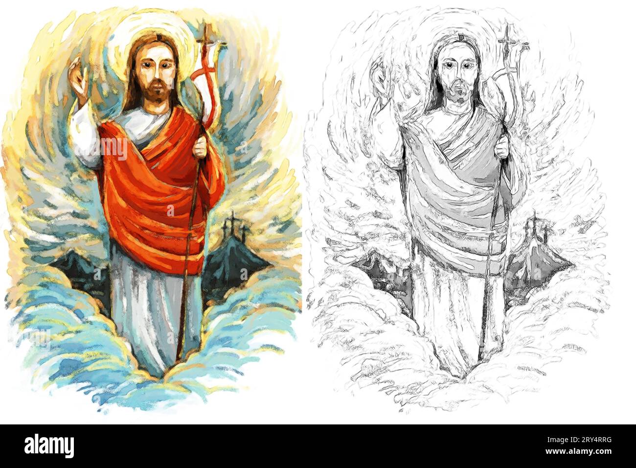 calm jesus messiah and resurrection with nature background illustration ...