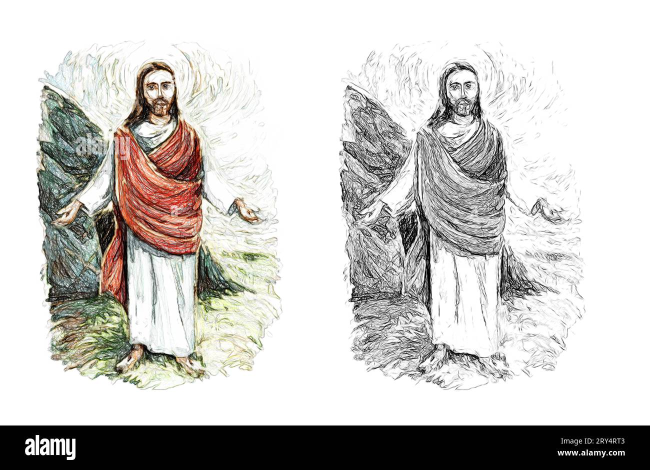 calm jesus messiah and resurrection with nature background illustration ...