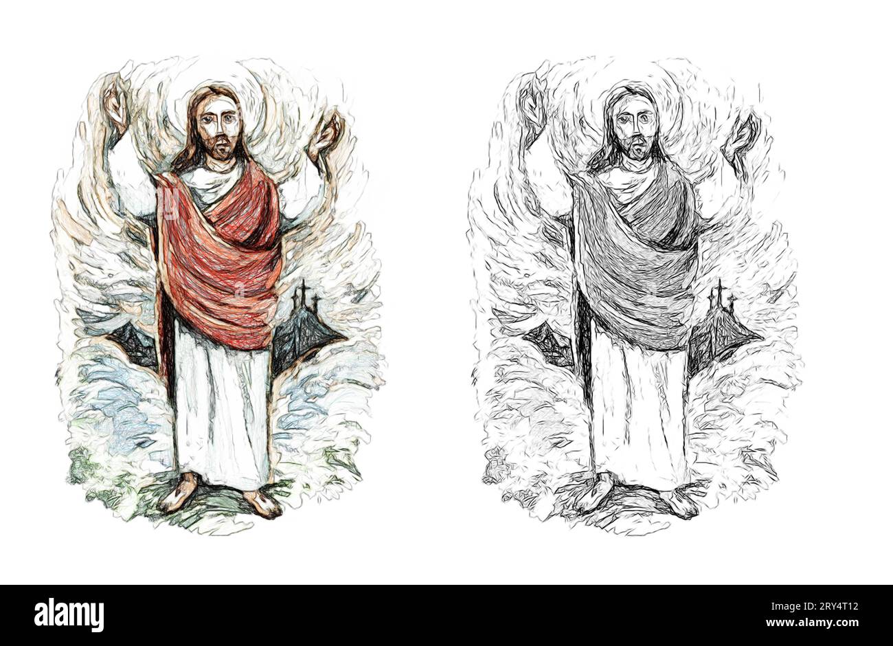 calm jesus messiah and resurrection with nature background illustration ...