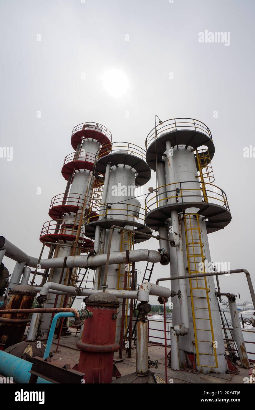 The distillation tower is located in a biodiesel production plant in ...