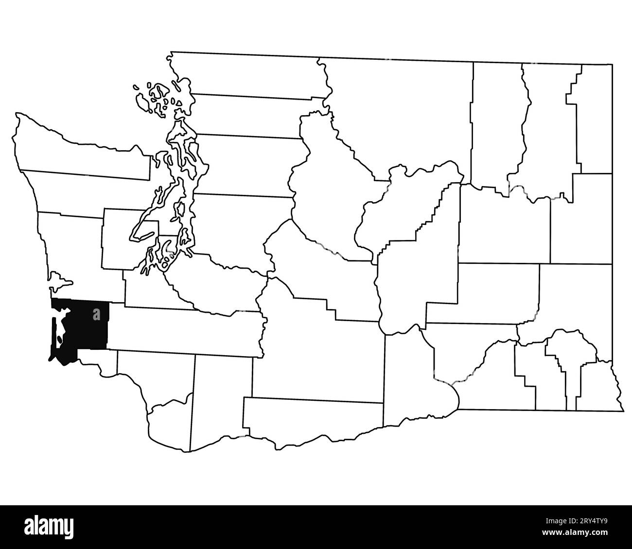 Map of Pacific County in Washington DC state on white background ...