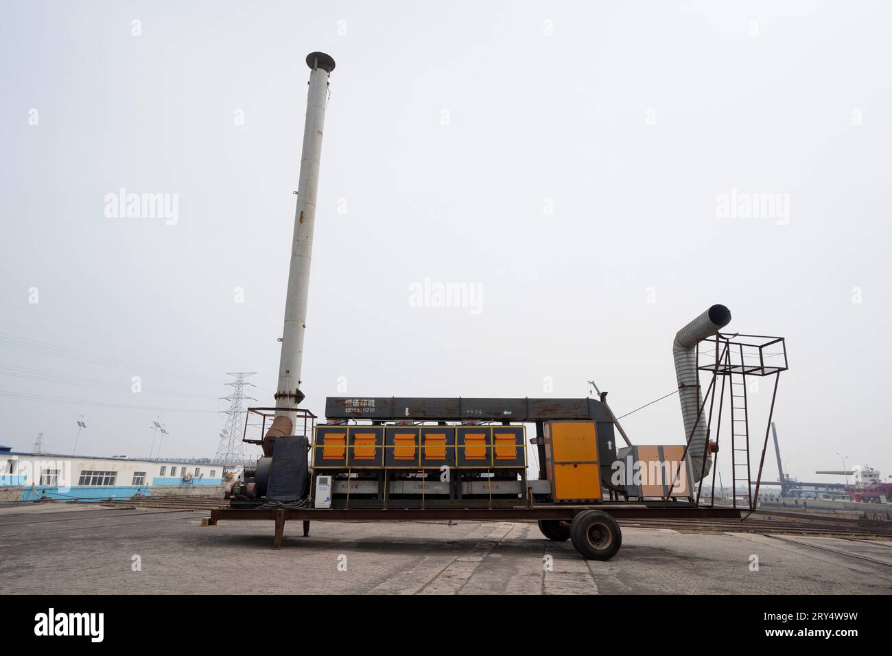 Large wind turbines in a shipyard Stock Photo - Alamy