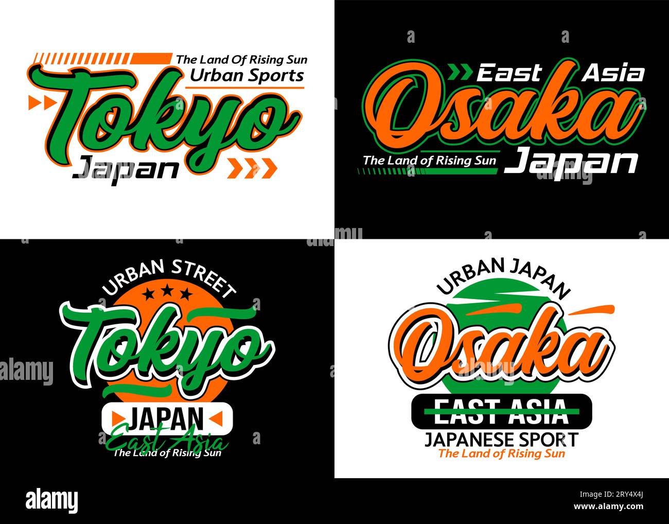 Set Tokyo Osaka urban style typeface collection, typography, for t-shirt, posters, labels, etc ...