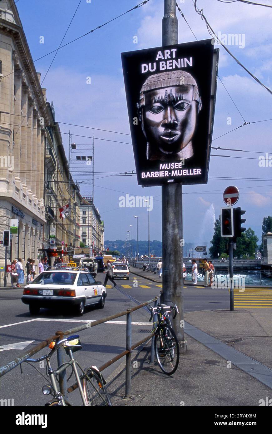 A poster for an exhibition of art from Benin at the Musee Barbier ...