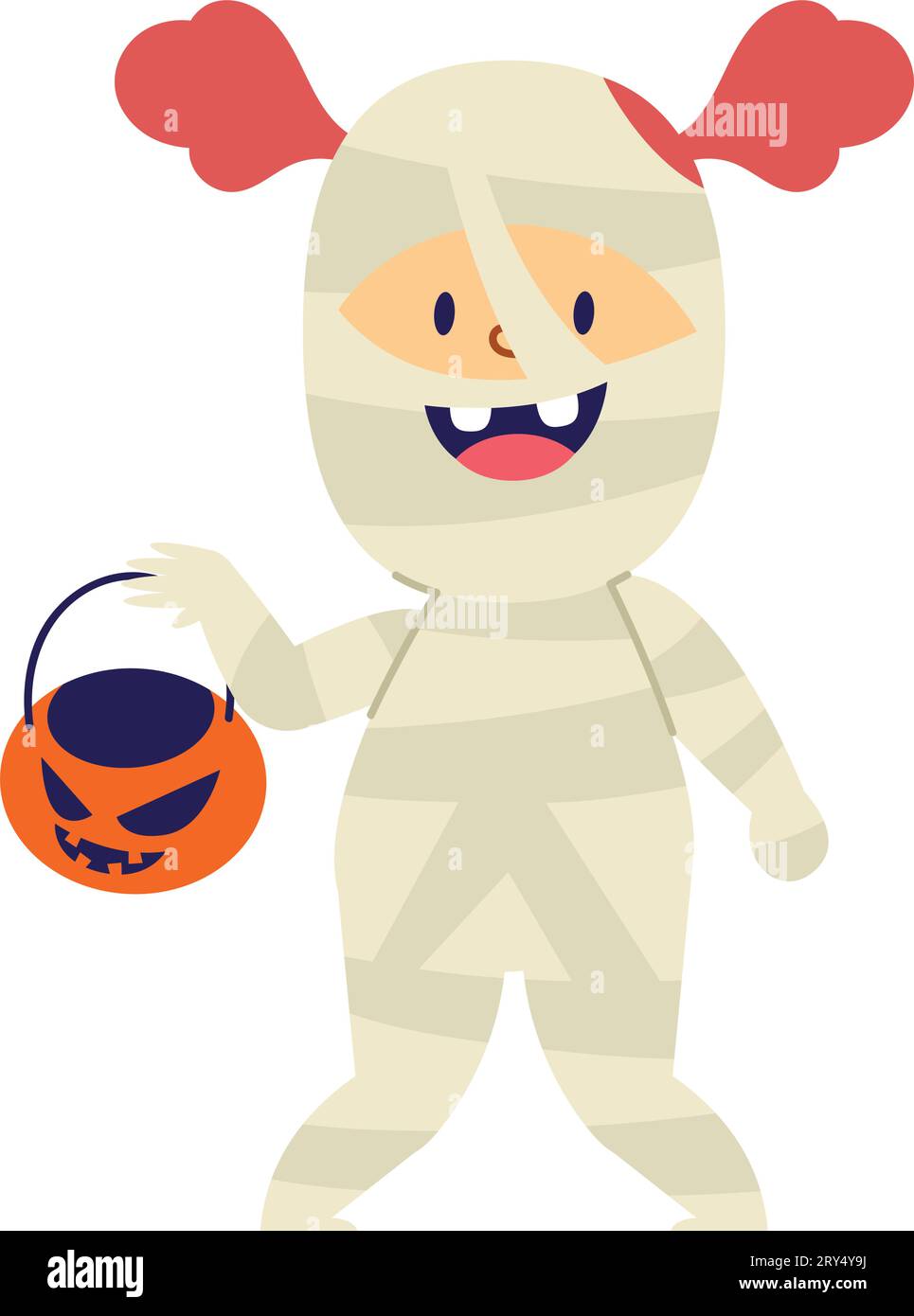 halloween kid disguised of spooky mummy vector isolated Stock Vector ...