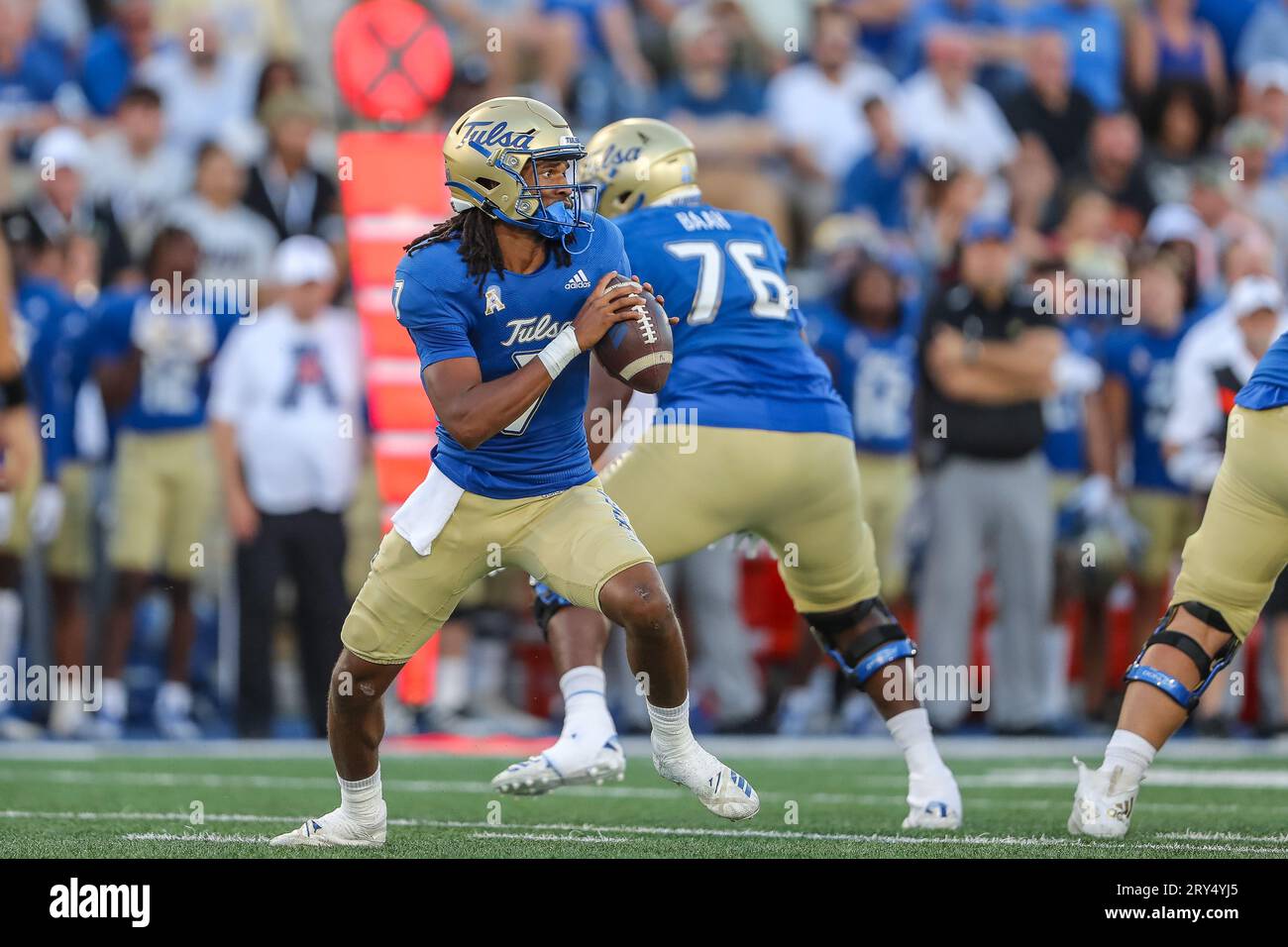 September 28, 2023:.Tulsa Golden Hurricane quarterback Cardell Williams ...