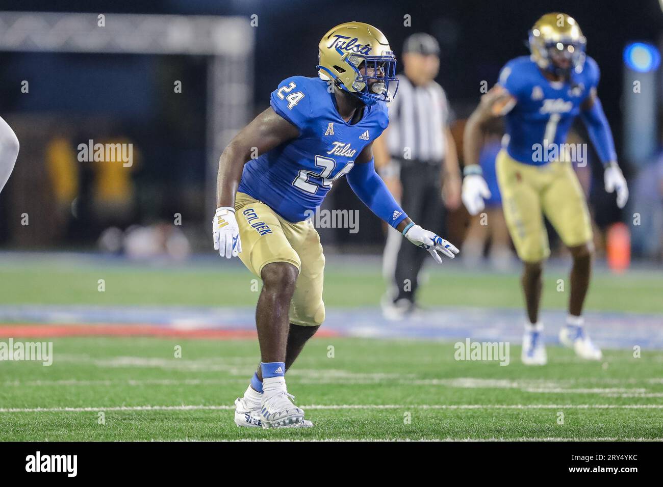 September 28, 2023:.Tulsa Golden Hurricane safety Jaise Oliver (25 ...