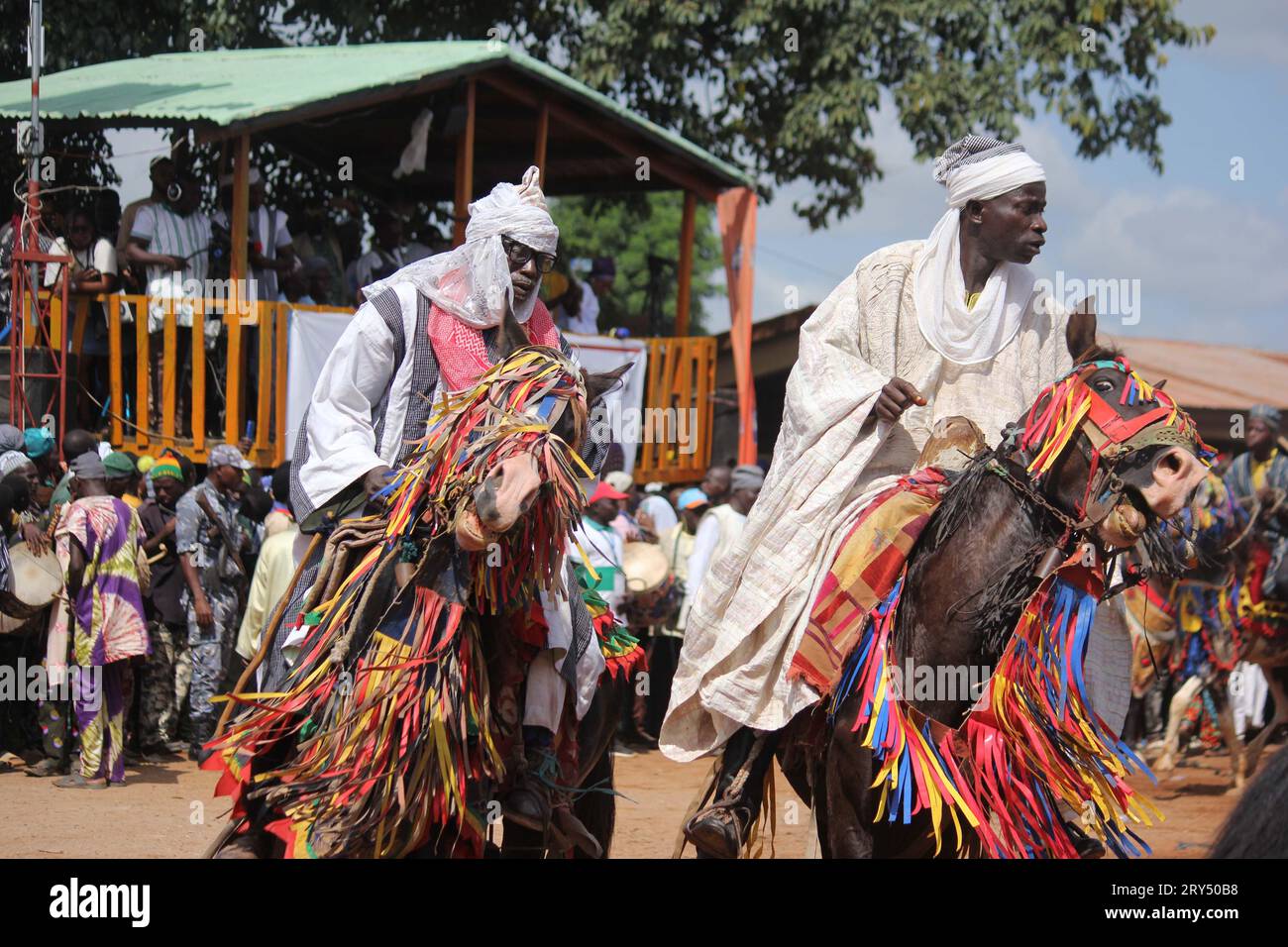 Nikki, Benin. 28th Sep, 2023. People perform equestrian show during the ...