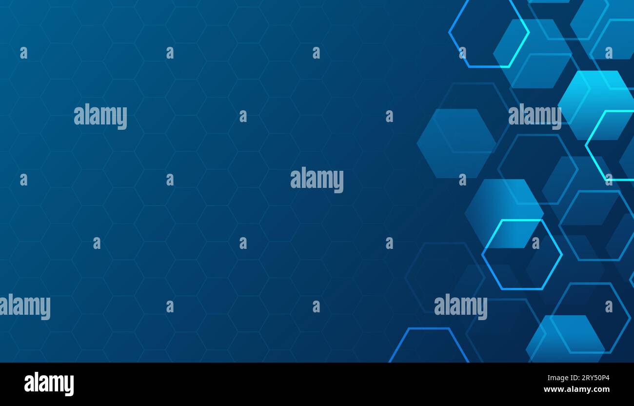 Dark Blue hexagon digital technology background.abstract cyber lines shiny circuit hexagonal ...