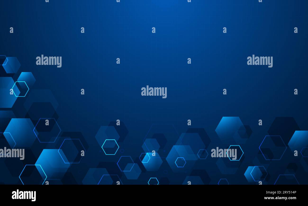 Dark Blue hexagon digital technology background.abstract cyber lines ...