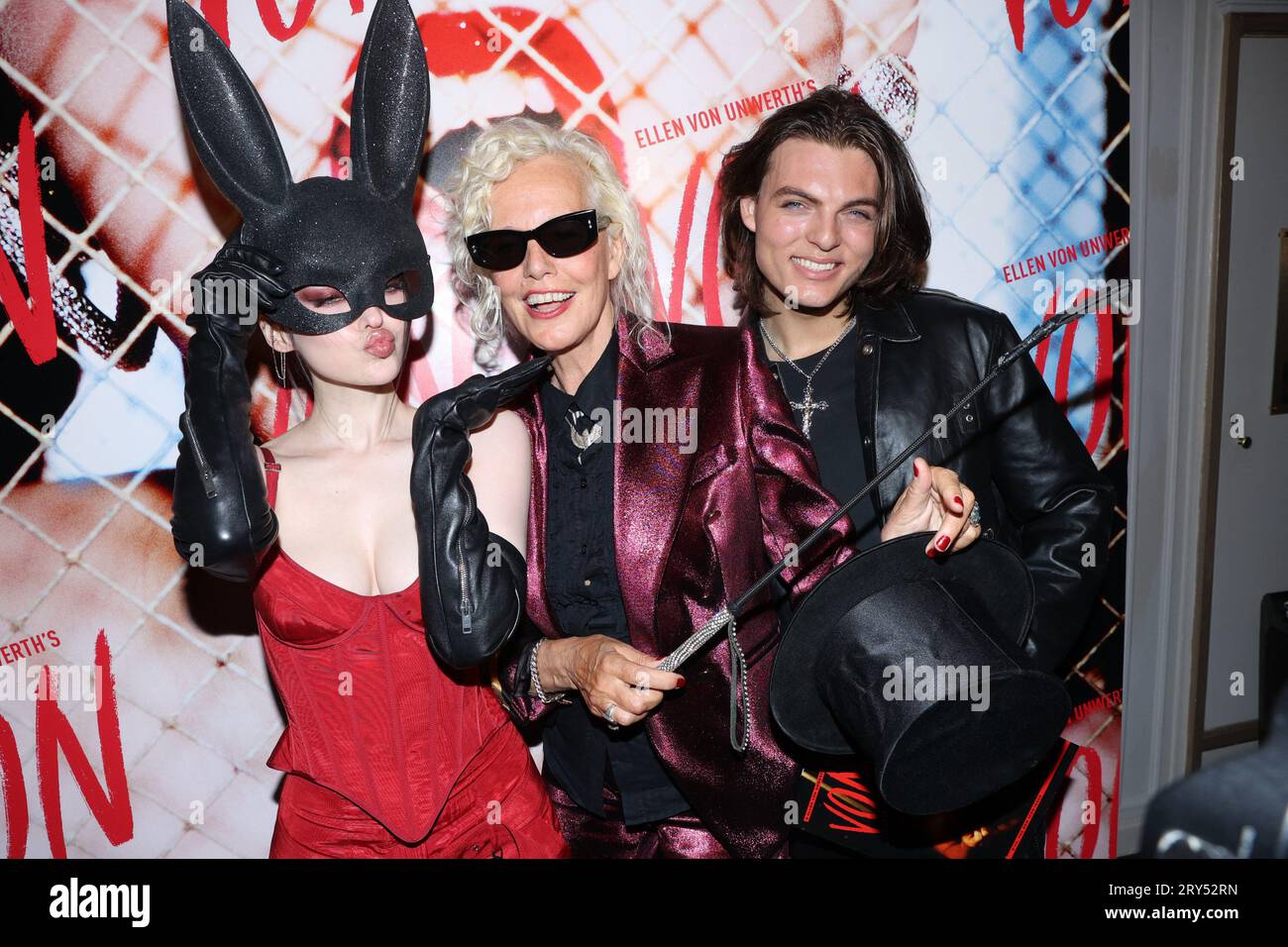 Dove Cameron, Ellen von Unwerth and Damian Charles Hurley attends Ellen von Unwerth Party held ...