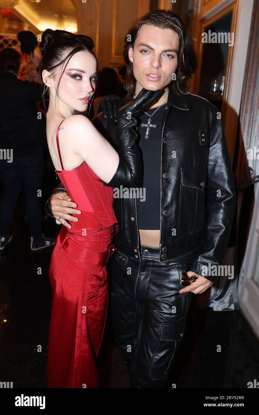 Dove Cameron and Damian Charles Hurley attends Ellen von Unwerth Party held at La Galerie ...