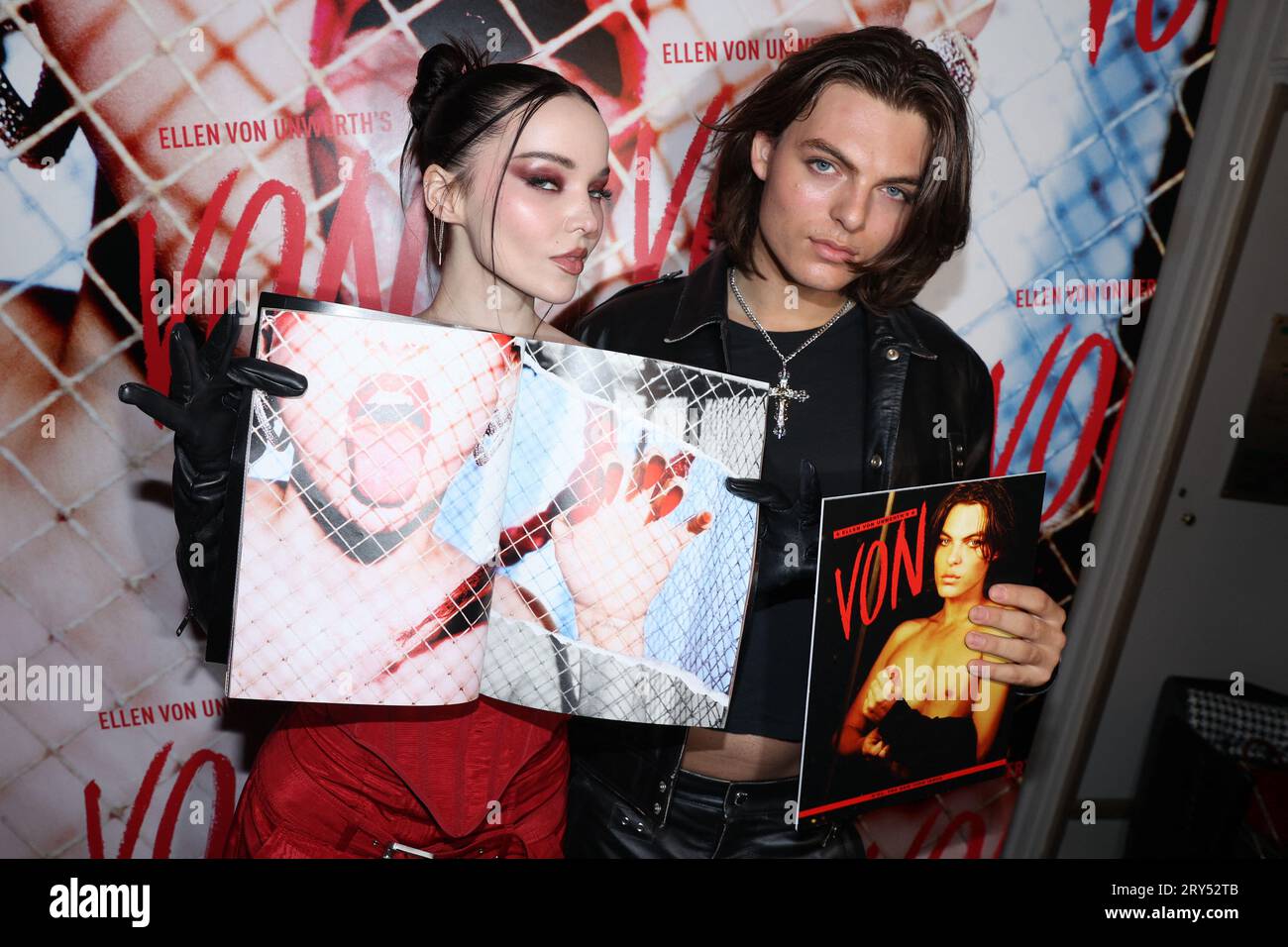 Dove Cameron and Damian Charles Hurley attends Ellen von Unwerth Party held at La Galerie ...