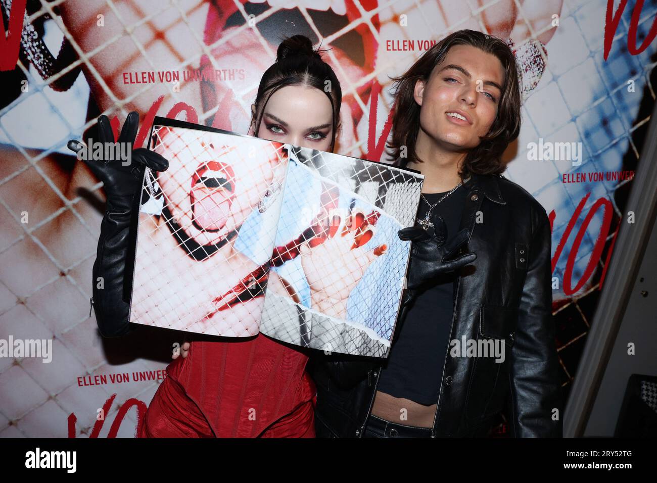 Dove Cameron and Damian Charles Hurley attends Ellen von Unwerth Party held at La Galerie ...