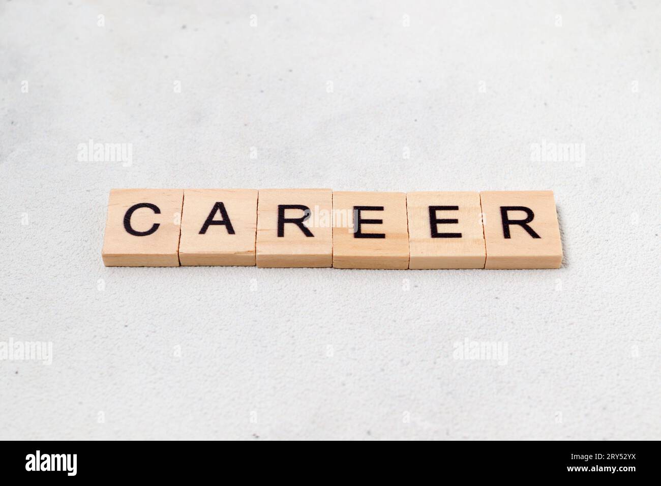Top view of Career word on wooden cube letter block on white background ...