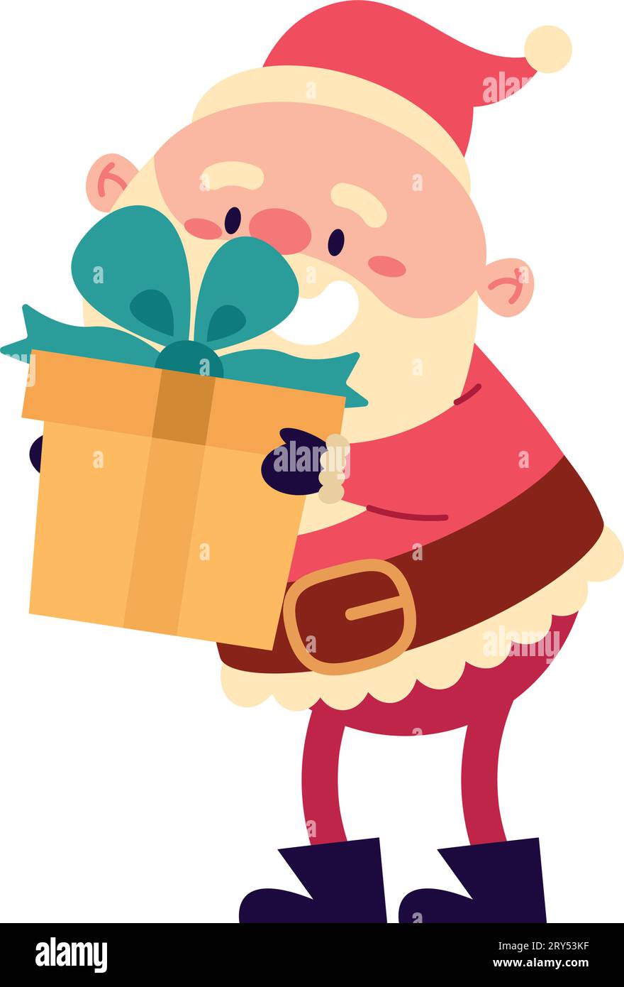 santa claus with a gift box vector isolated Stock Vector Image & Art ...