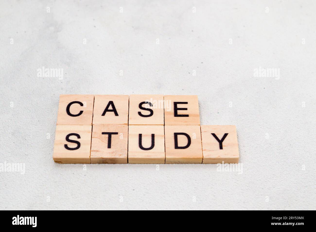 Top view of Case Study word on wooden cube letter block on white ...