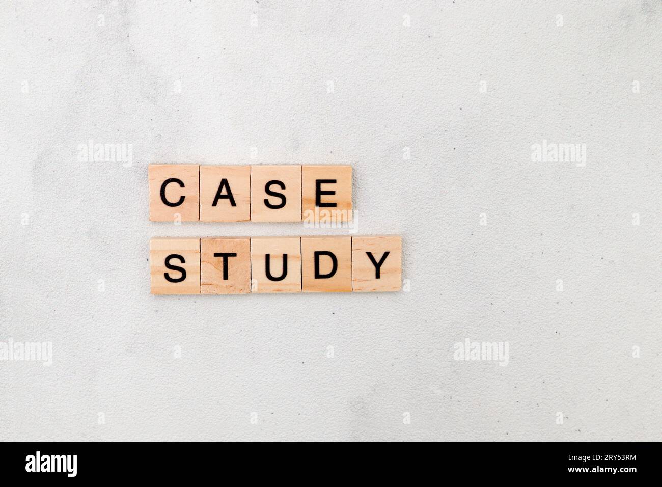 Top view of Case Study word on wooden cube letter block on white ...