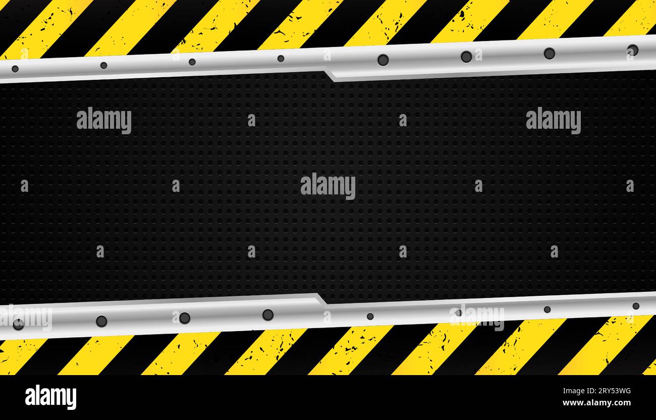 illustration of contruction warning sign background. yellow and metal ...