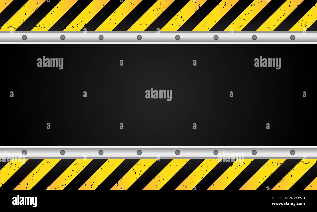 illustration of contruction warning sign background. yellow and metal ...