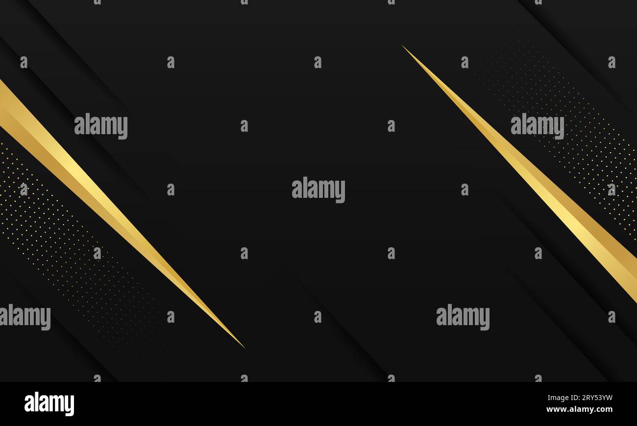 Abstract modern luxury with golden arrow lines on dark background Stock ...