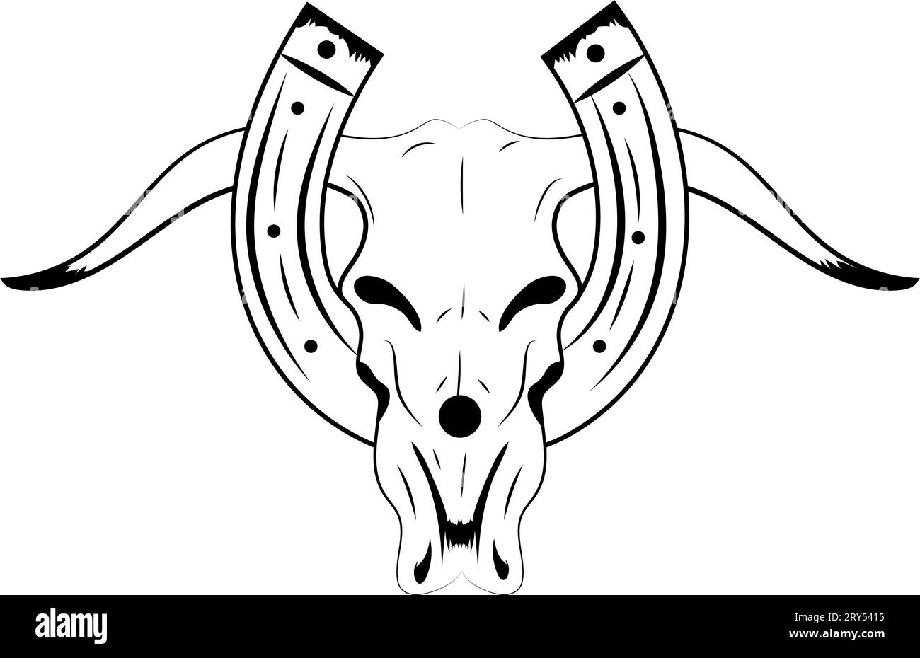 bull skull and horseshoe Stock Vector Image & Art - Alamy