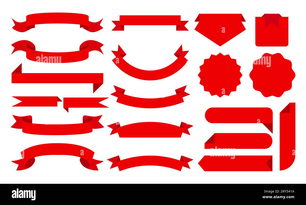 Set of red label.red ribbons.banner and badge isolated on white ...
