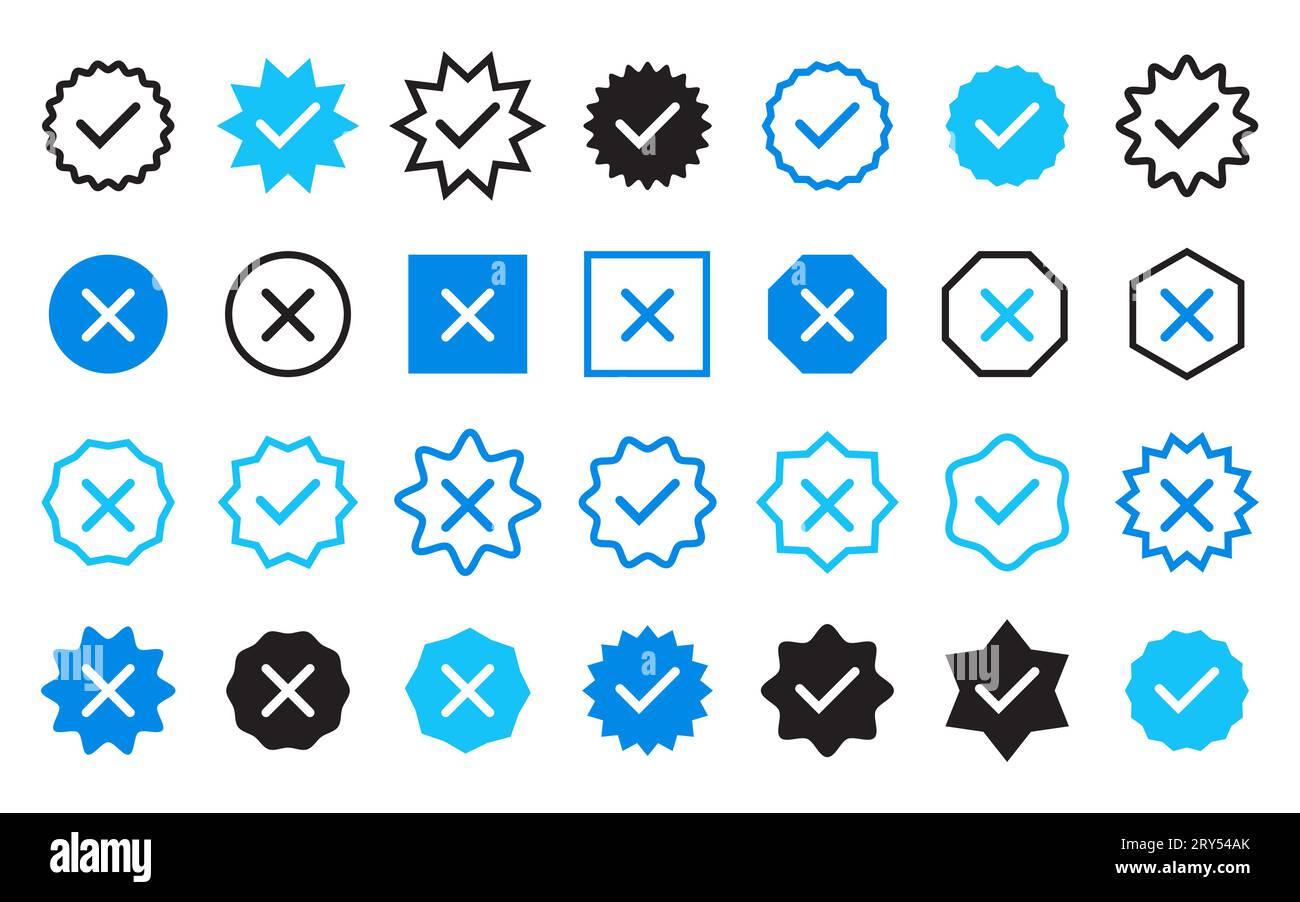 illustration of set check mark and crosses isolated on white background ...