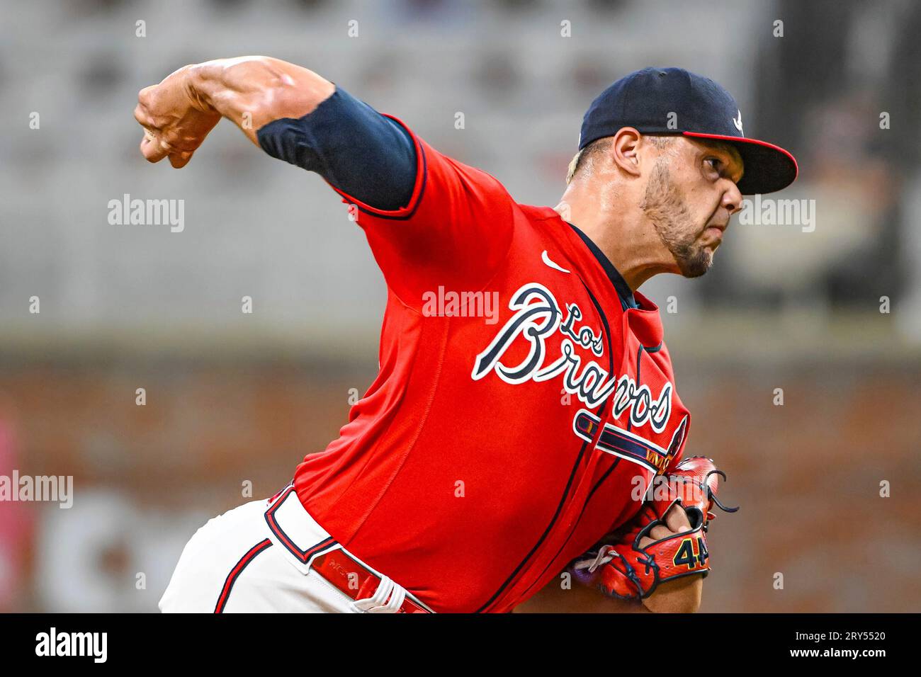 ATLANTA, GA - SEPTEMBER 28: Atlanta Braves relief pitcher Joe Jimenez ...