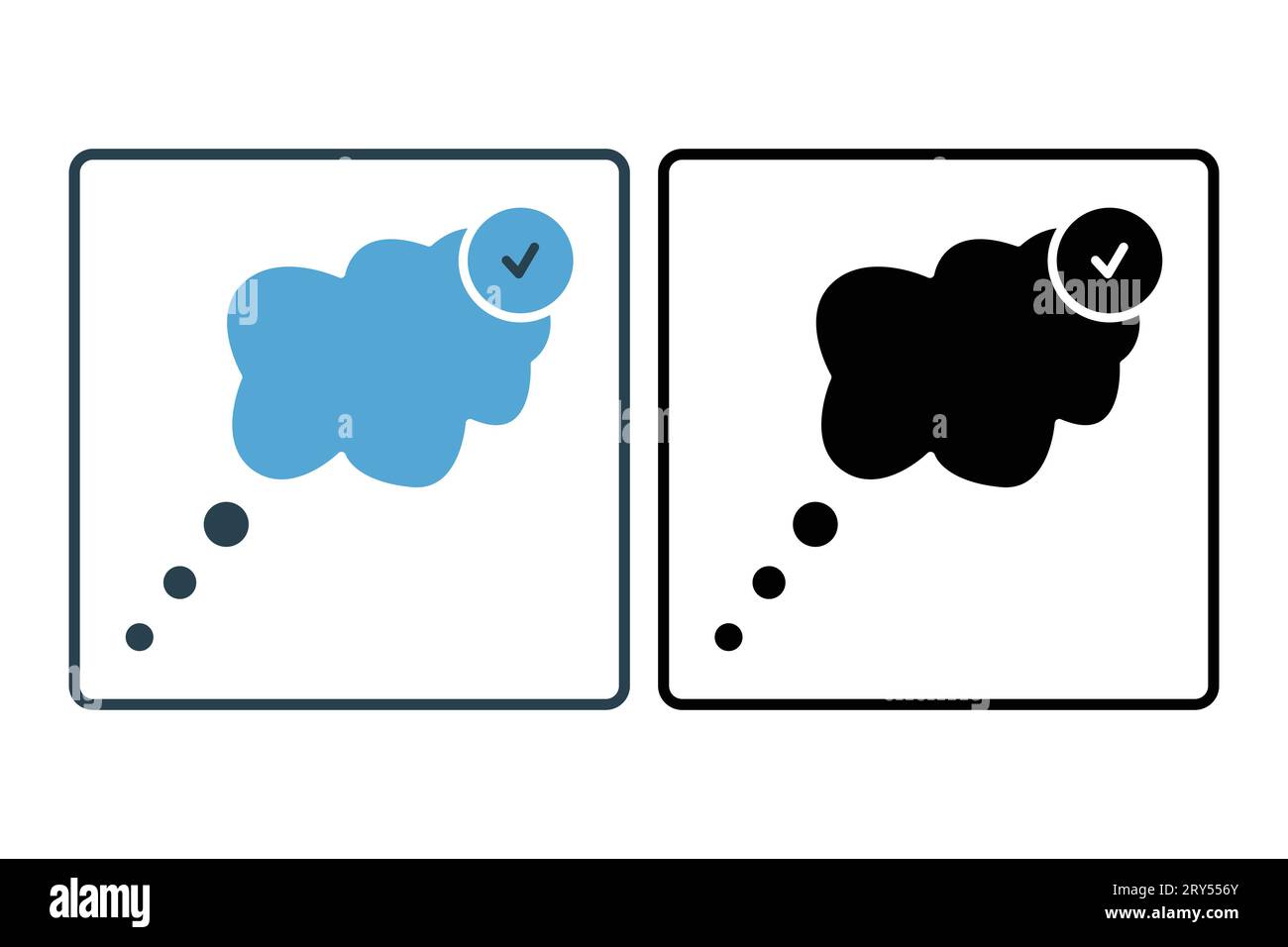 Validation idea icon. Thought bubble with check mark. icon related to ...