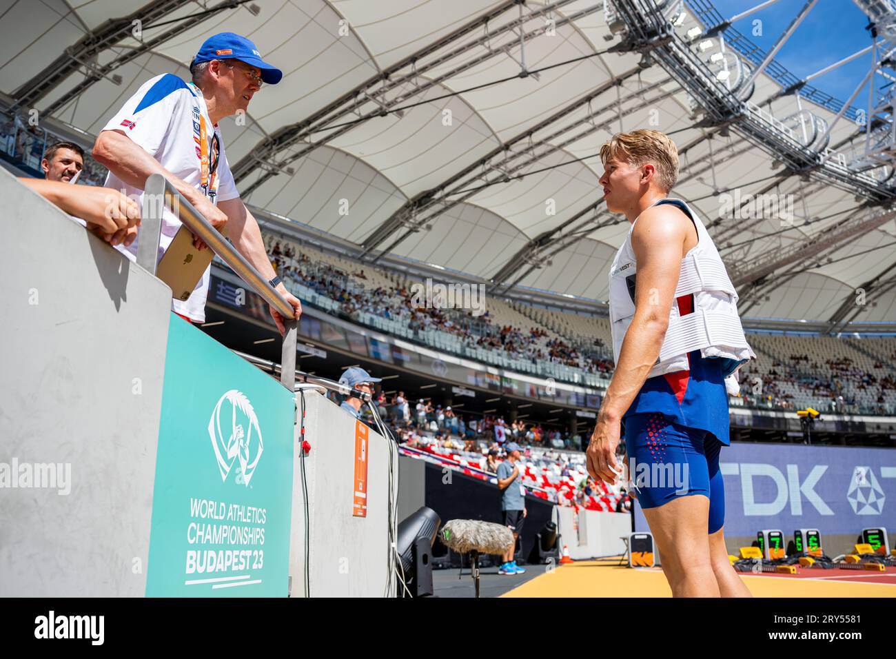 Markus Rooth of, Norway. , . competes in men's shot put decathlon ...