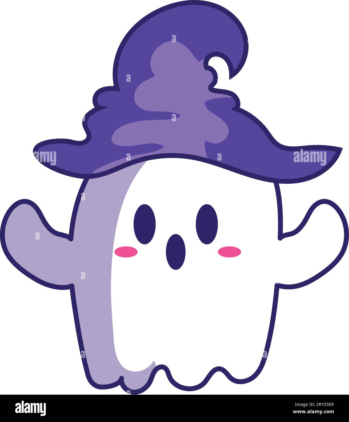 halloween kawaii ghost with hat Stock Vector Image & Art - Alamy