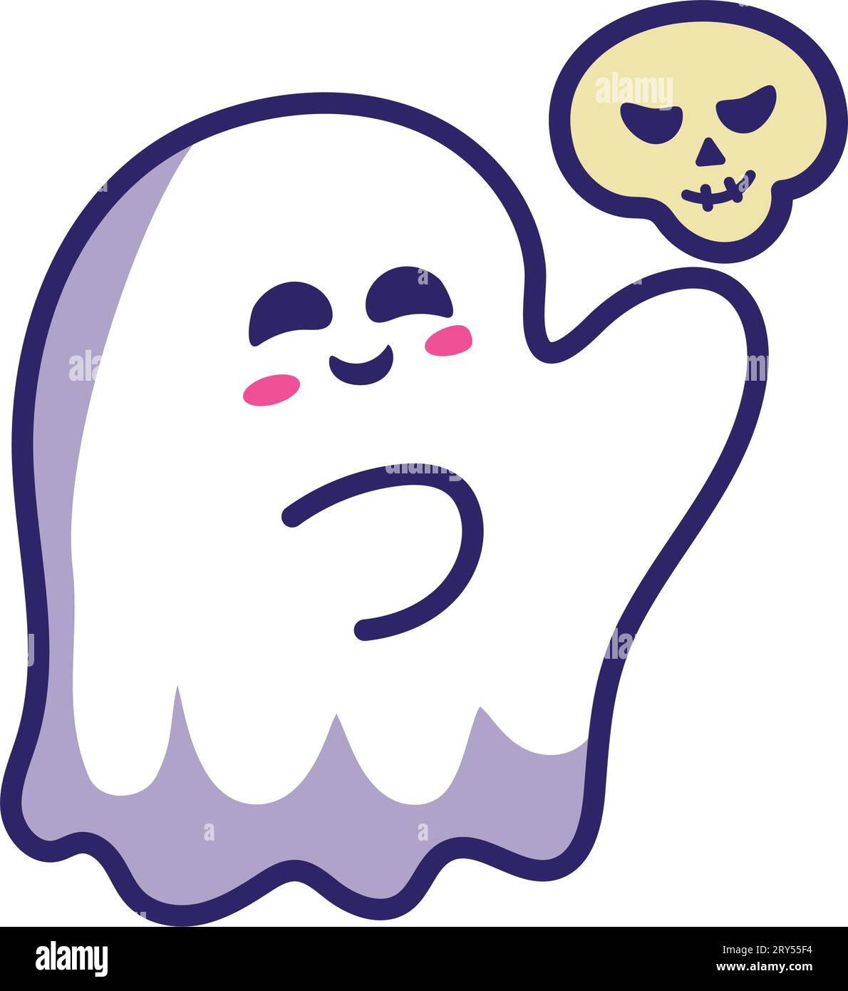 halloween kawaii ghost with skull Stock Vector Image & Art - Alamy