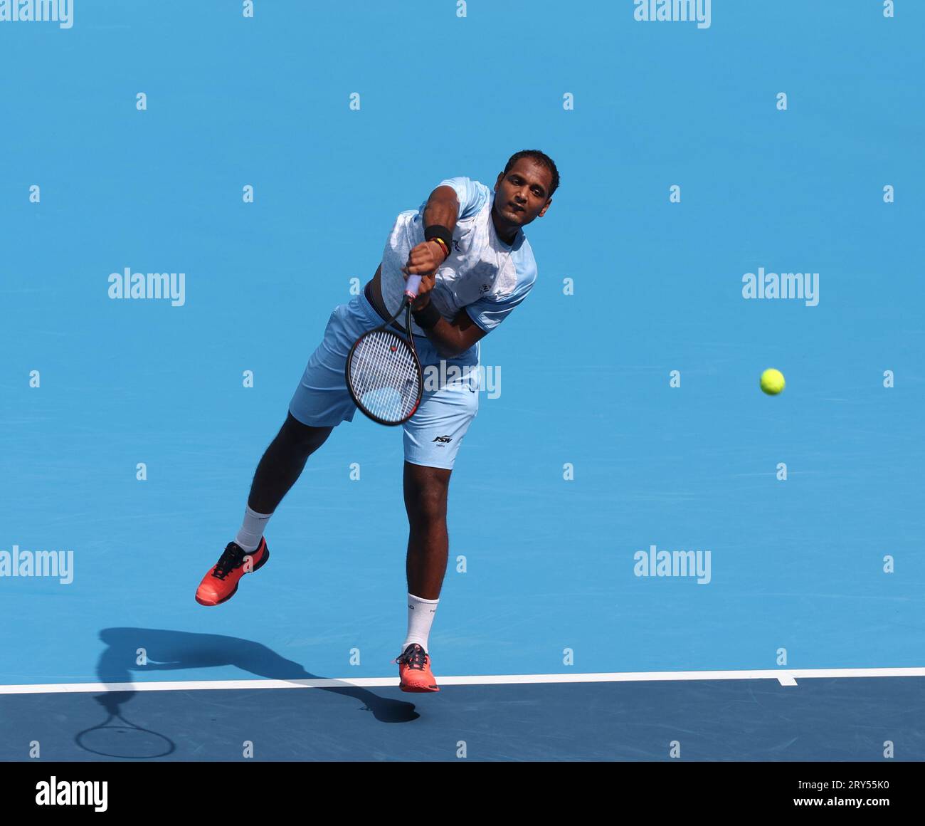 Hangzhou, China. 29th Sep, 2023. TENNIS Men's Doubles final, Ramkumar Ramanathan and Saketh ...