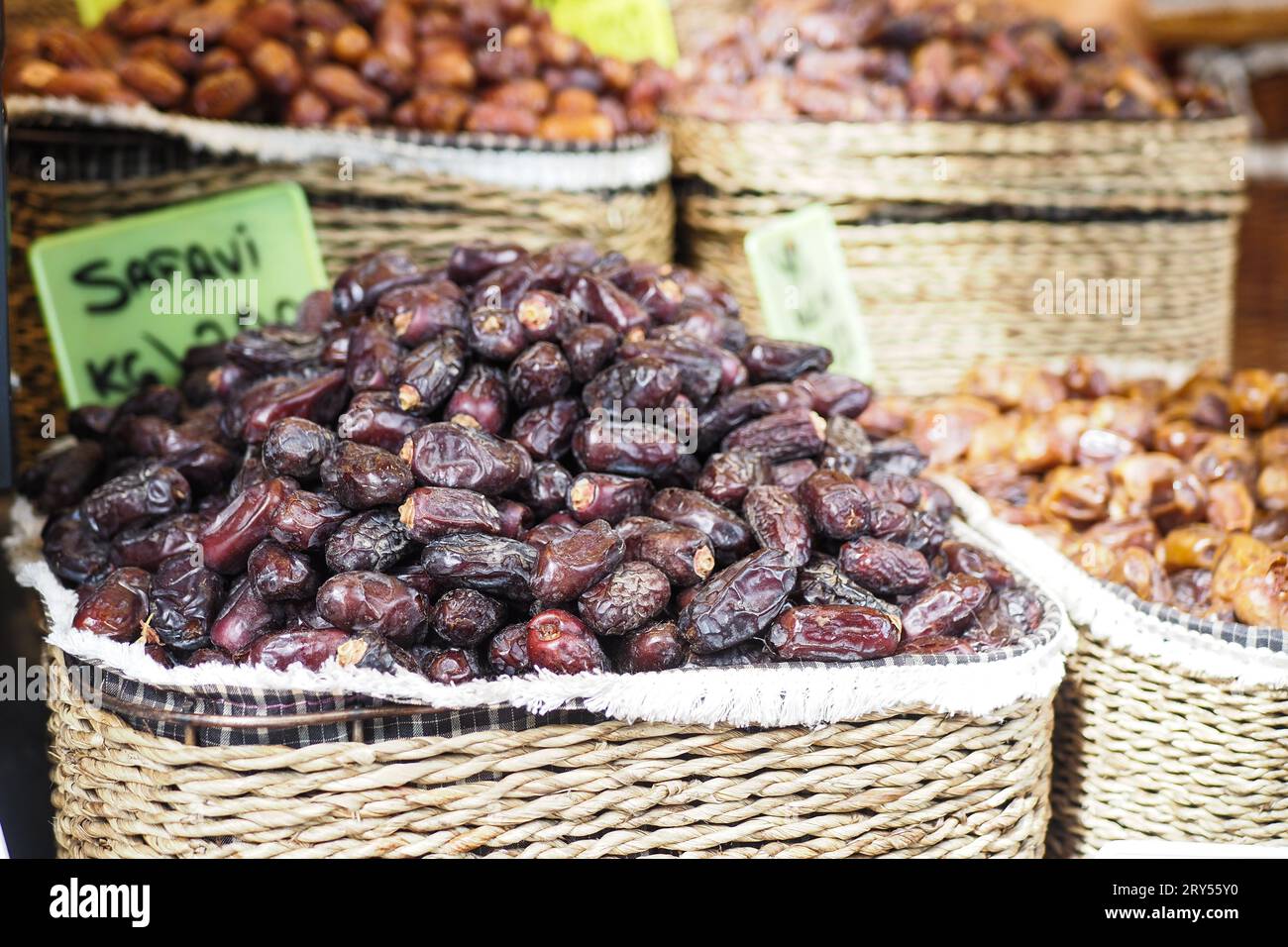 many date fruits display for sale at local market Stock Photo - Alamy
