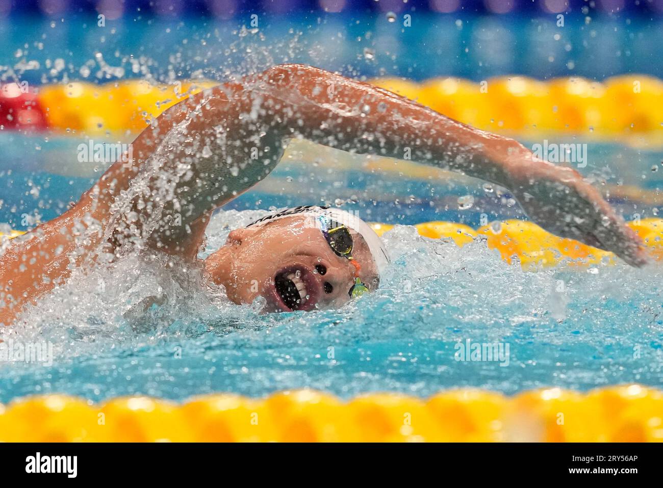 China's Zhang Ziyang competes during the men's 400m freestyle heat at ...