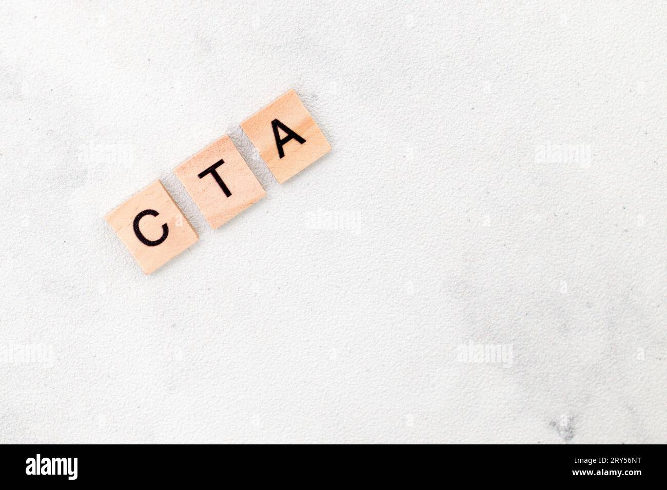 Top view of CTA letter or (Call To Action) on wooden cube letter block ...