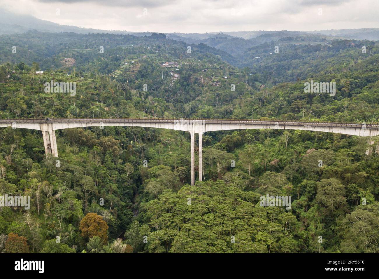 Aerial drone photograph of Tukad Bangkung bridge in Bali, Indonesia ...