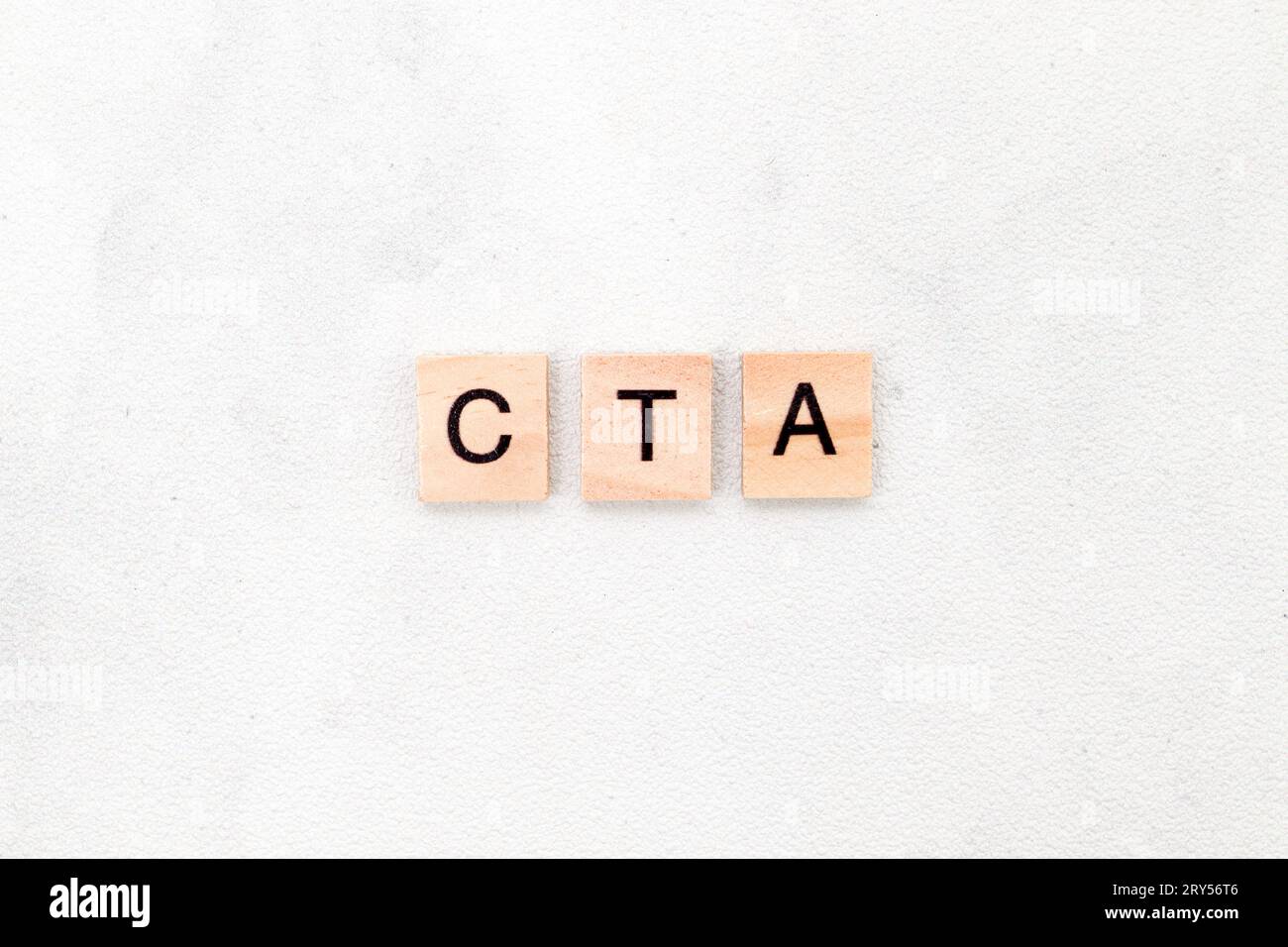 Top view of CTA letter or (Call To Action) on wooden cube letter block ...