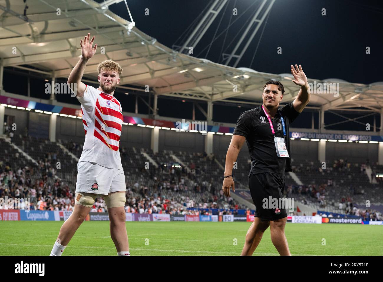 (L-R) Warner Dearns, Ben Gunter (JPN) celebrate at the end of the 2023 ...