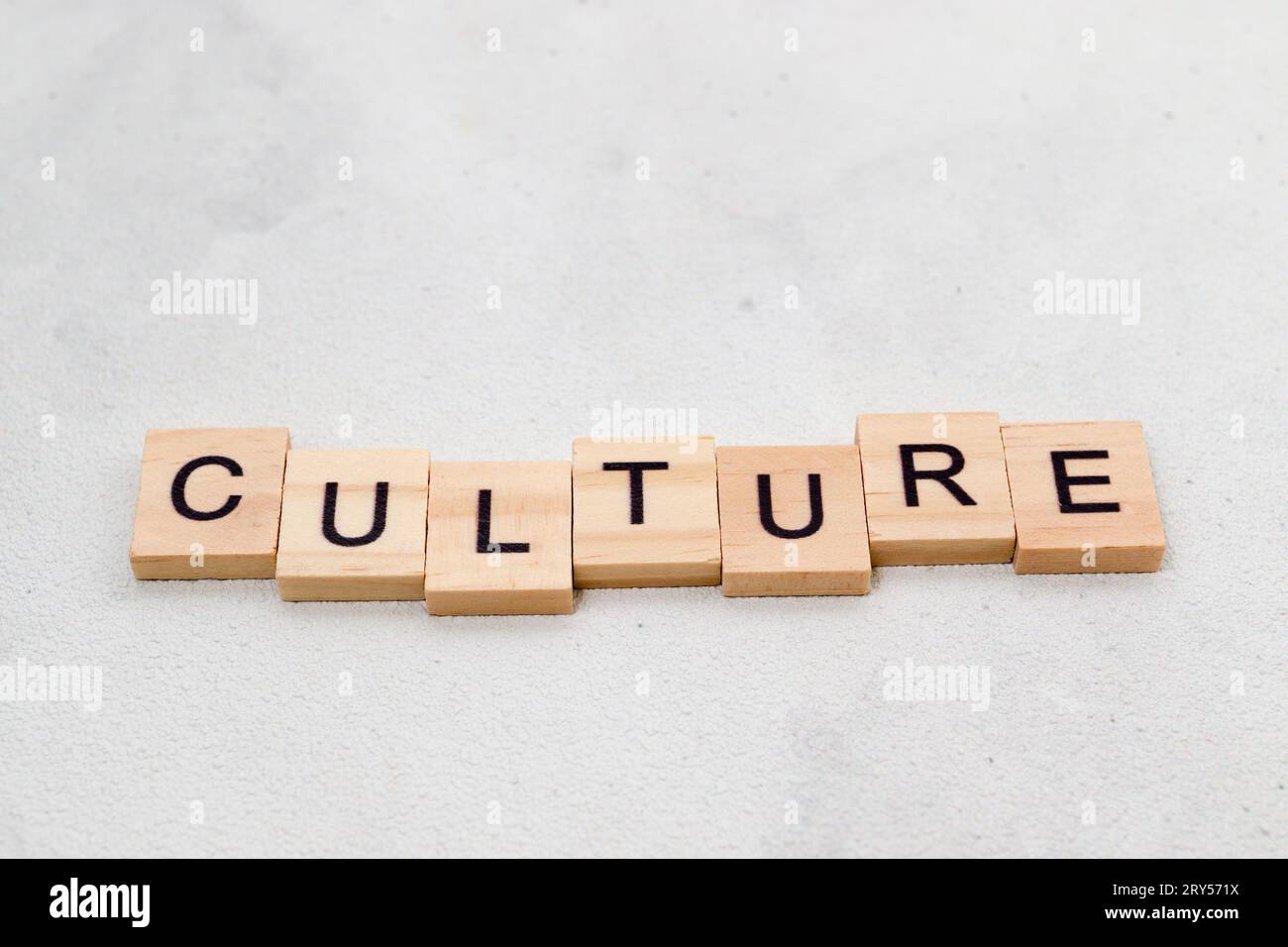 Top view of Culture word on wooden cube letter block on white ...