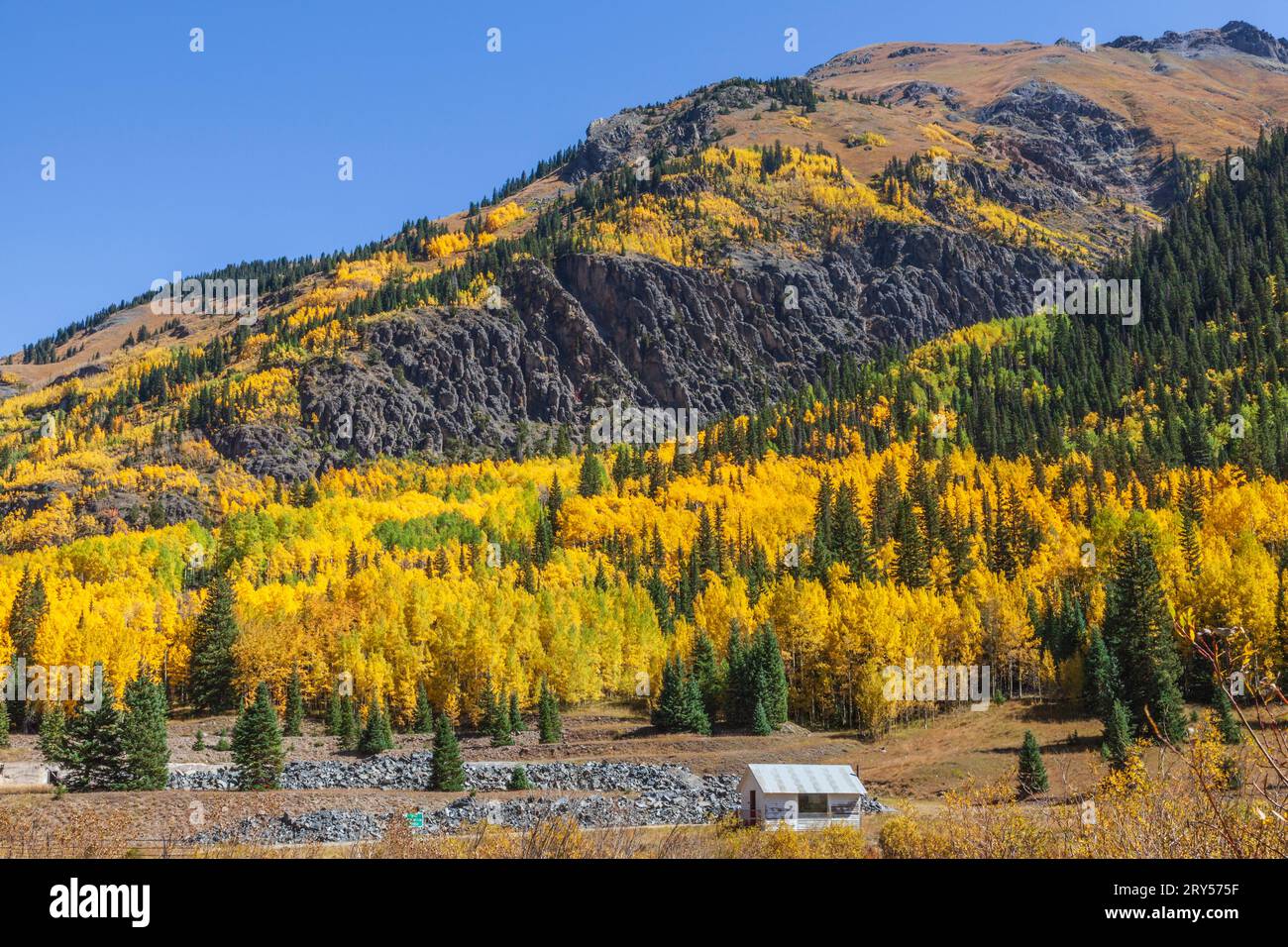 Autumn color along the Million Dollar Highway (US 550) portion of the ...