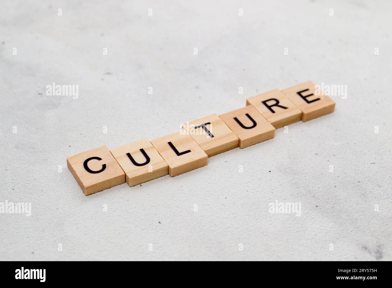 Top view of Culture word on wooden cube letter block on white ...