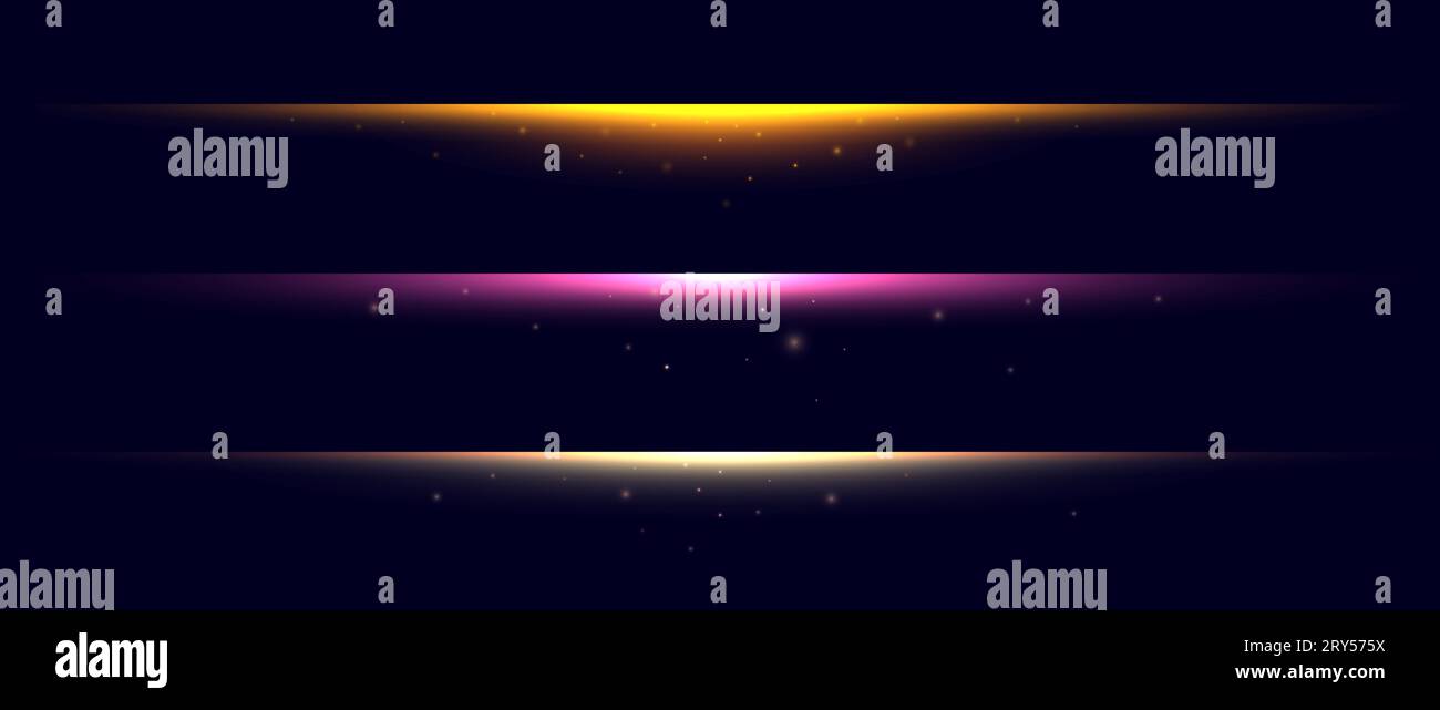 Neon divider lines set. Glowing horizontal stripes collection ...