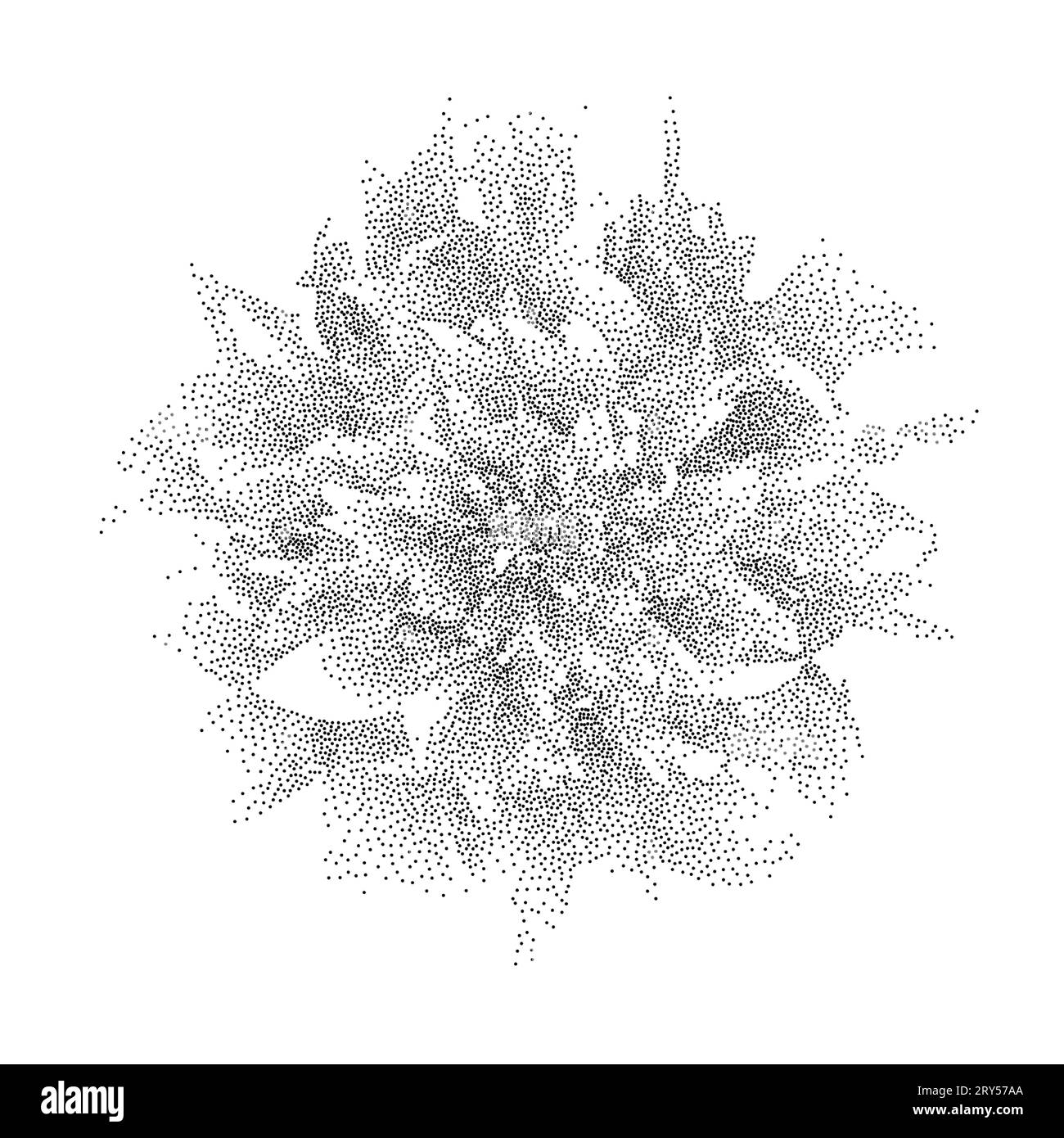 Black dotted rose flower form. Textured plant petal element for leaflet ...