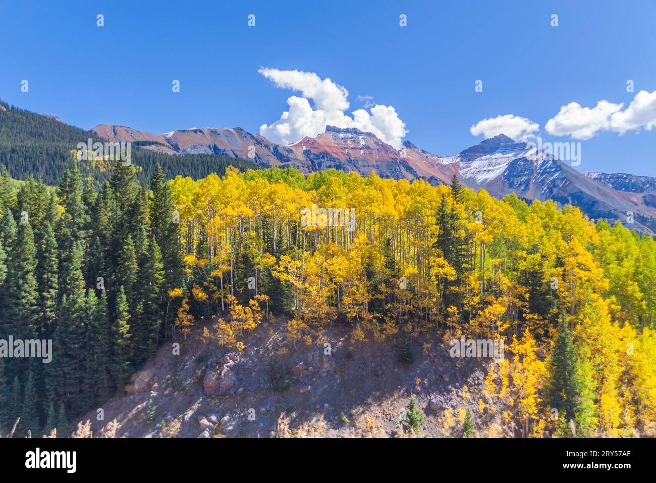 Autumn color along the San Juan Skyway Scenic Byway in Colorado. The ...
