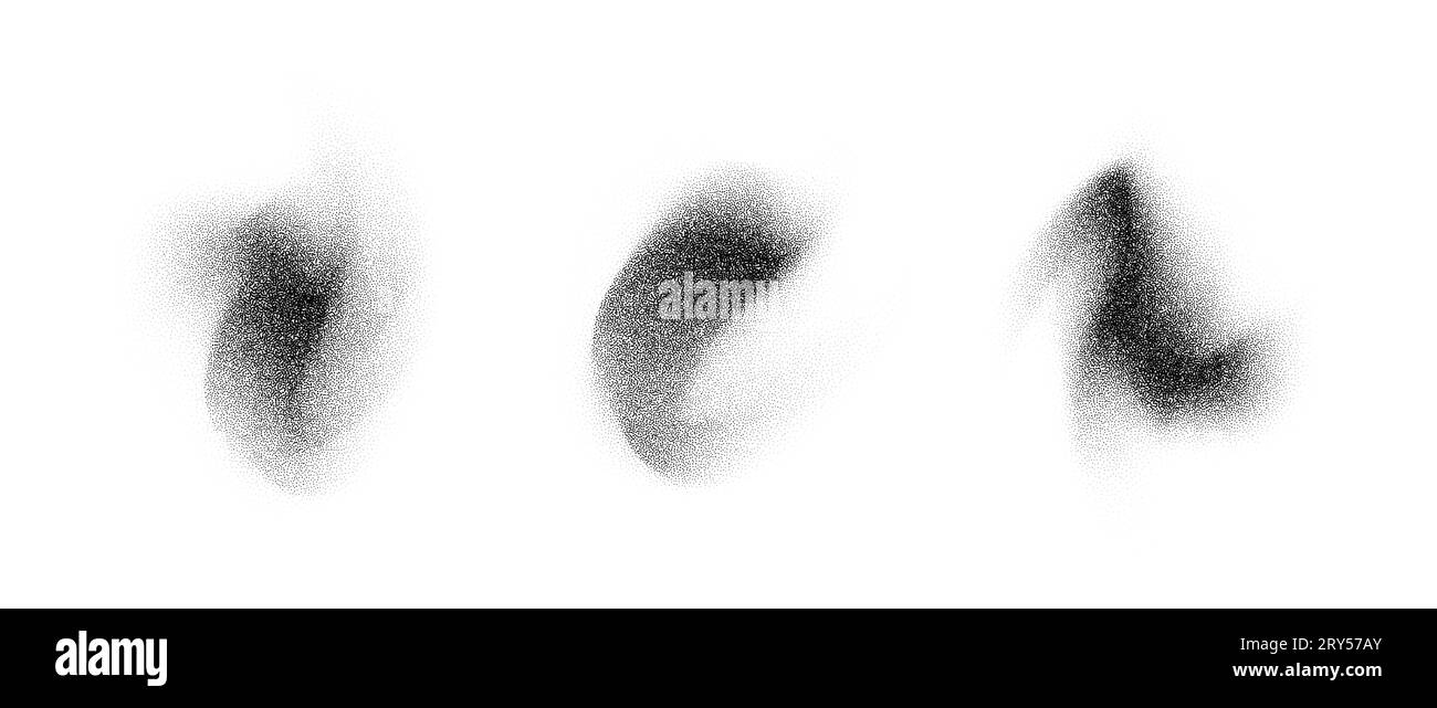 Abstract fluid textured gradient elements. Noise grain stippled stains ...
