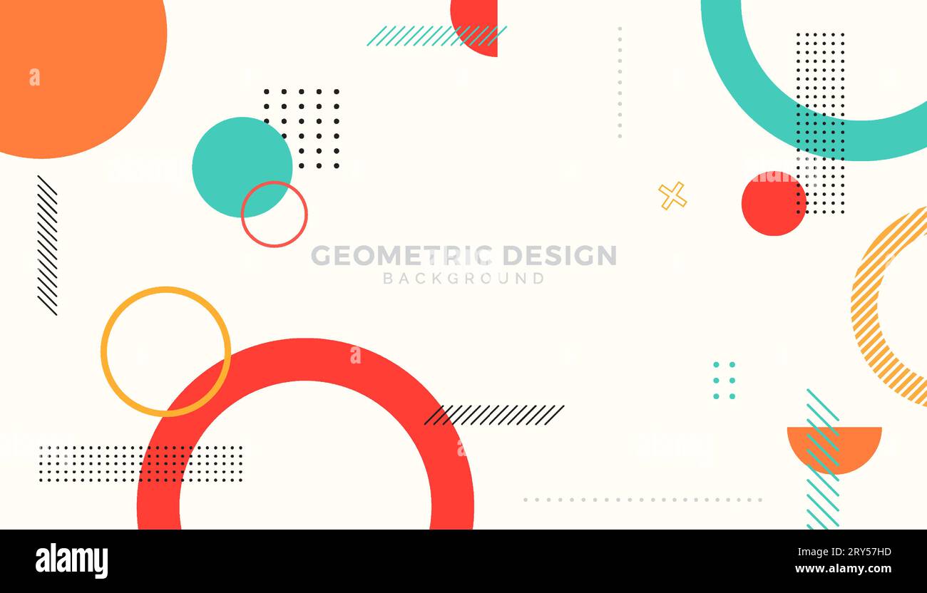 Abstract modern geometric shapes memphis background collection Stock ...