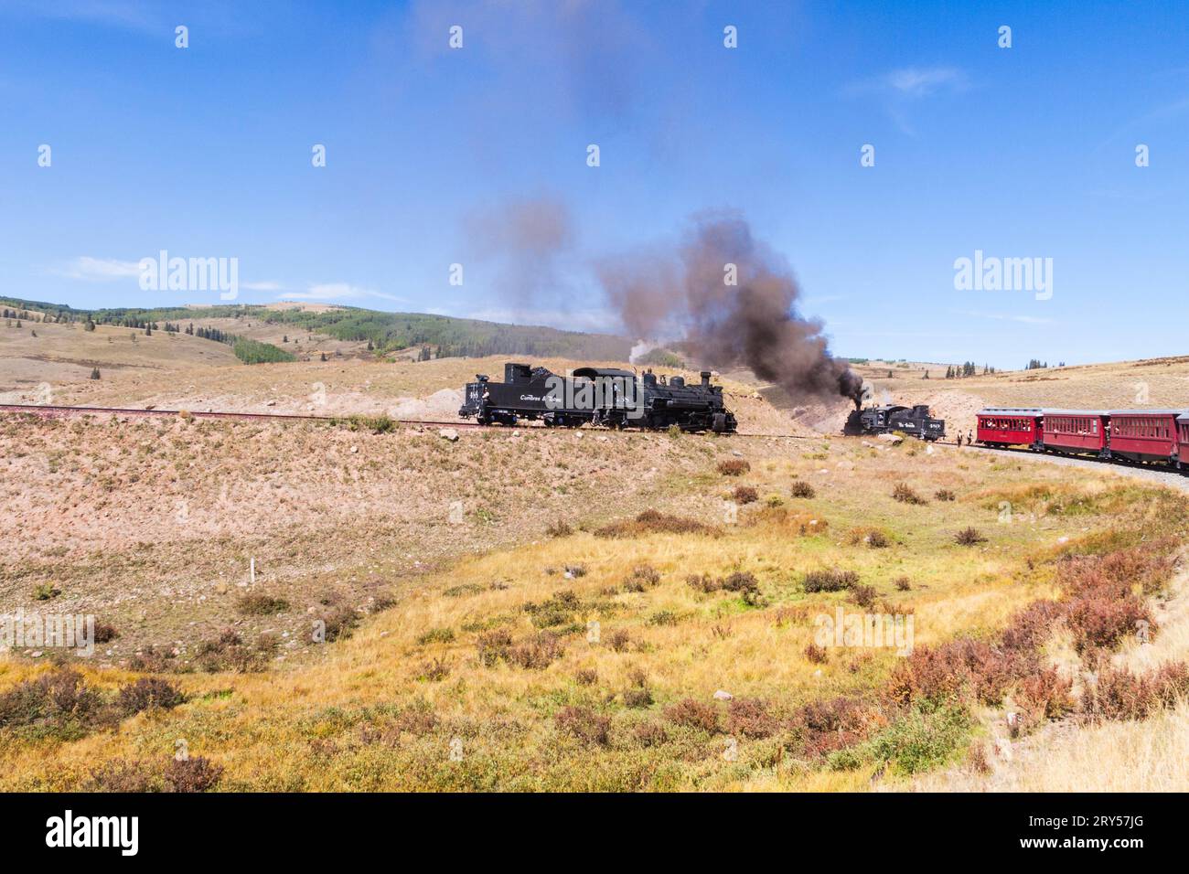 Cumbres and Toltec Narrow Gauge train, with coal-fired steam engine ...